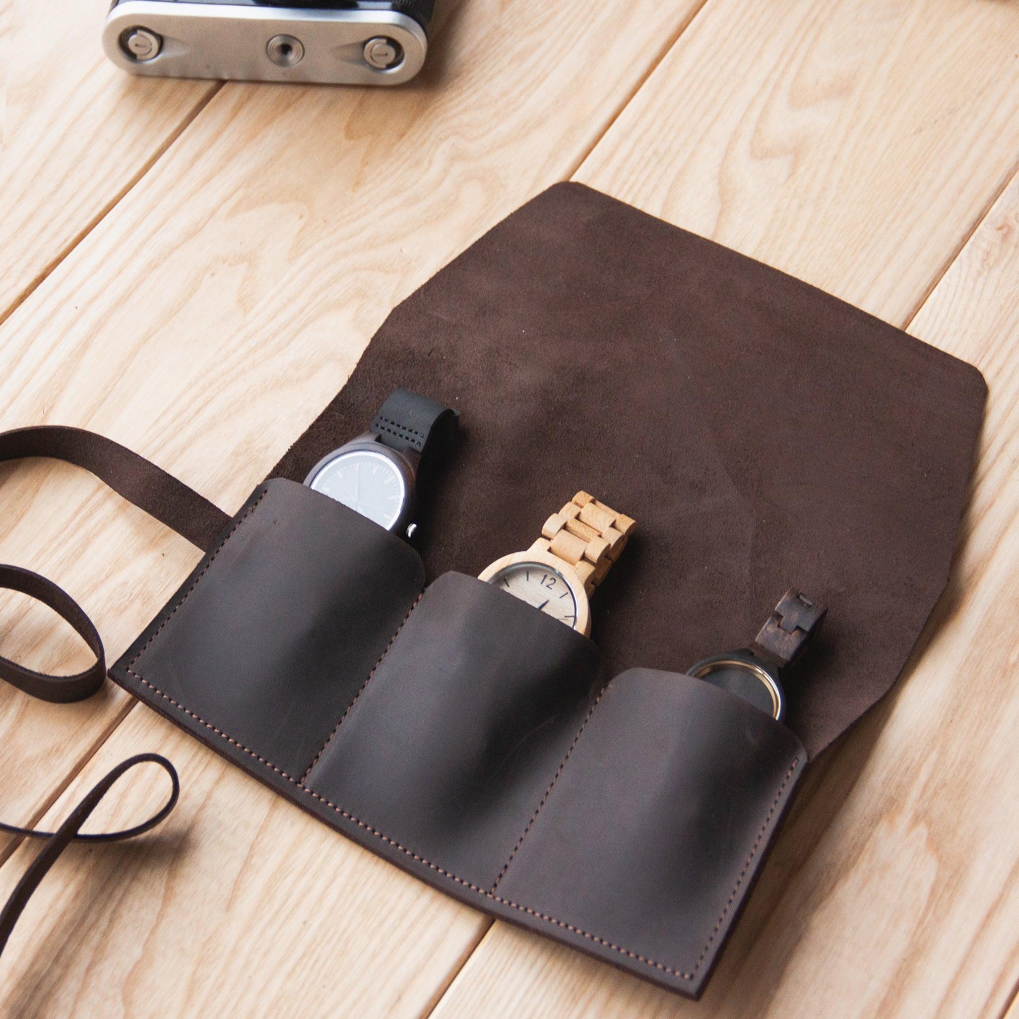Personalized Custom Leather Watch Rolls — Pikore