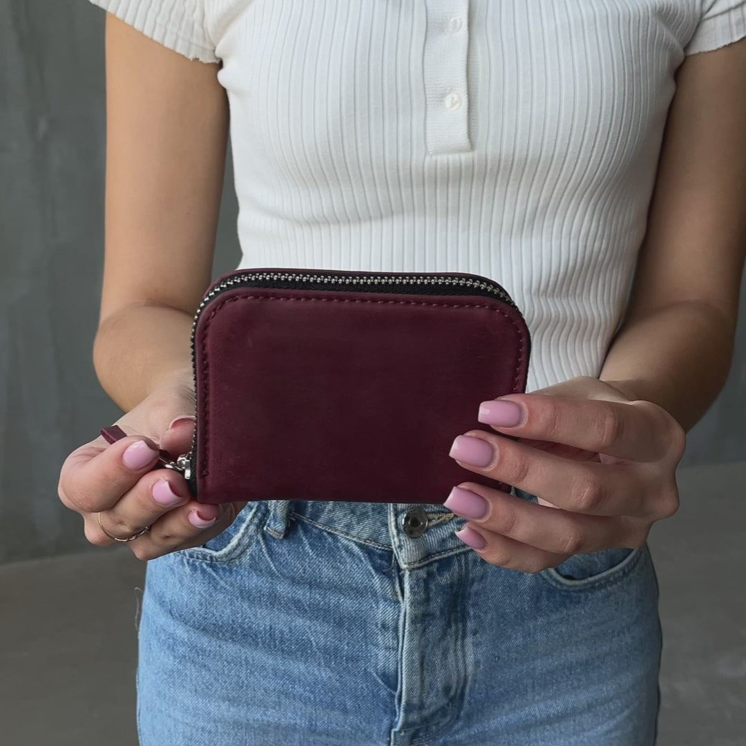 Small Leather Wallet with Zipper - Womens Small Wallet | Pikore